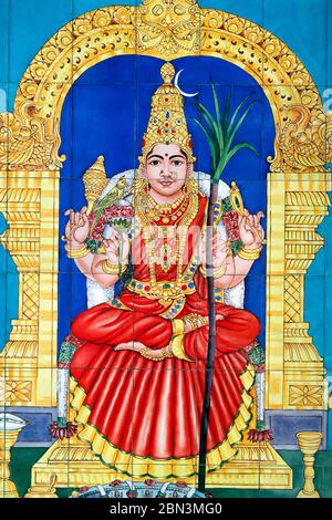 Goddess Lakshmi, Hindu goddess of fortune and beauty, lotus flowers ...