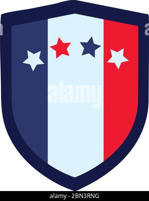 bastille day concept, french shield with france flag and decorative ...