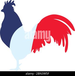 bastille day concept, gallic rooster with french flag design over white ...