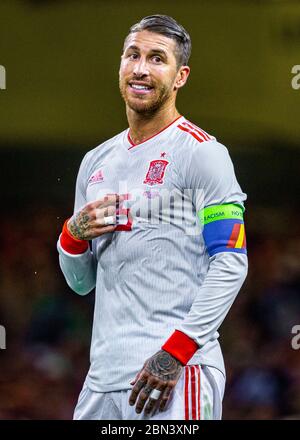Captain and centre back Sergio Ramos of Real Madrid #4 in action during ...