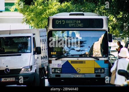 Athens Greece August 27, 2019 View of a Greek police car driving ...