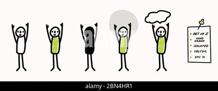 Hand drawn stick figure arms wide open pose. Concept vote, decision ...