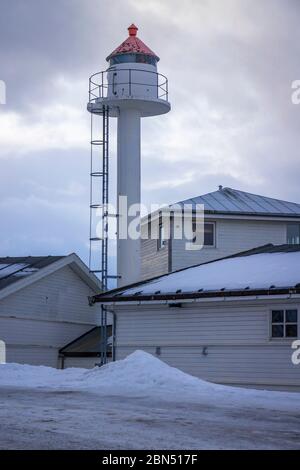 Lighthouse for cargo and passenger ships in Finnsnes Stock Photo - Alamy