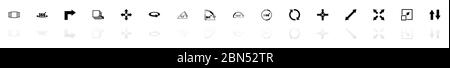 Resize horizontal flat white icons on round color backgrounds. 17 ...