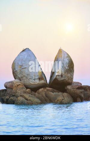 Split Apple Rock is a geological rock formation in Tasman Bay of coast ...
