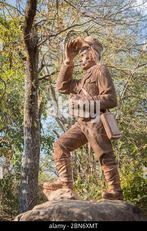 David Livingston (Victorian explorer) memorial statue at Victoria falls ...