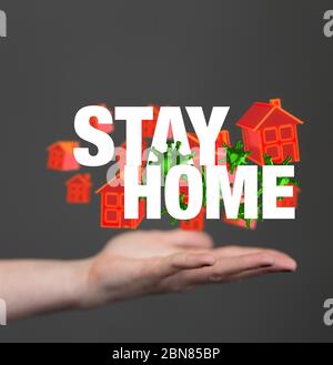 A Stay home digital stay safe 3d Stock Photo - Alamy