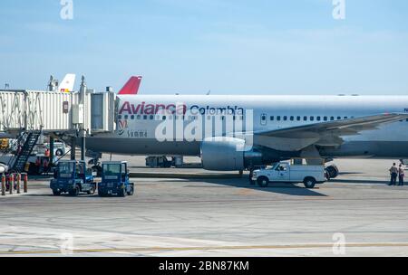 Avianca Airlines jet at a gate of Miami International Airport in Miami ...