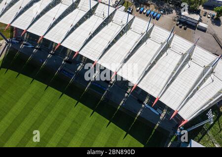 A general view of the roof over the pitch and stands ahead of the ...