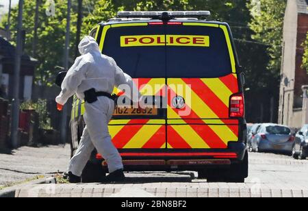 A general view of PSNI officers operating in full PPE gear during the ...
