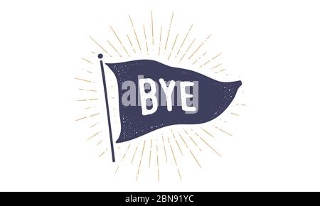 Goodbye. Vintage ribbon banner with text "Goodbye" and rays. Retro hand ...