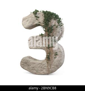 Stone font number 3 THREE 3D Stock Photo - Alamy
