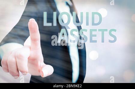 Text sign showing Liquid Assets. Conceptual photo Cash and Bank ...