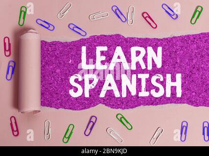 Text sign showing Learn Spanish. Business approach Translation Language ...