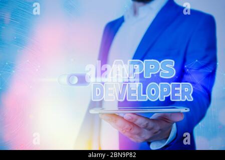 Handwriting text Apps Developer. Business approach Graphic artist Software Programmer and ...