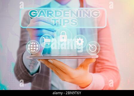 Handwriting text writing Gardening Tips. Concept meaning Proper ...