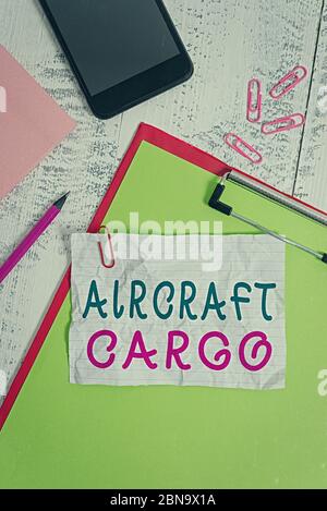 Text sign showing Aircraft Cargo, Business idea Freight Carrier Airmail ...