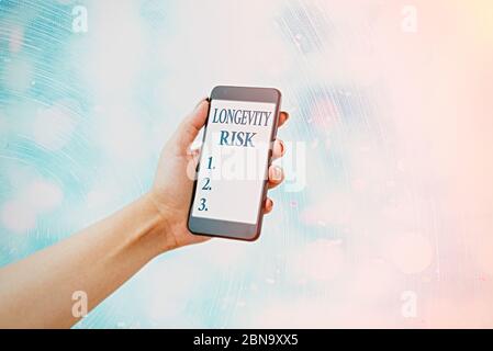Conceptual hand writing showing Longevity Risk. Business photo ...