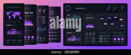 Smartphone ui set with data business graphs for mobile app. Interface ...