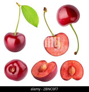 Cherries (merries) isolated on white background Stock Photo - Alamy