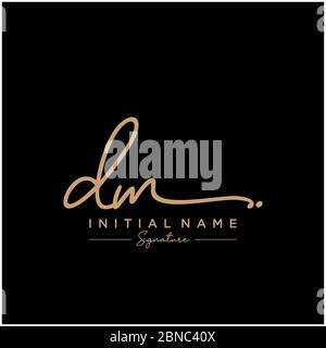 D M DM Initial letter handwriting and signature logo. A concept handwriting initial logo with ...