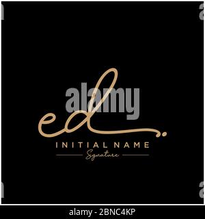 ED Initial letter handwriting and signature logo. A concept handwriting ...