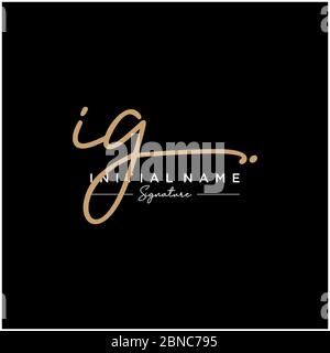 IG Letter Signature Logo Template elegant design logo. Hand drawn ...