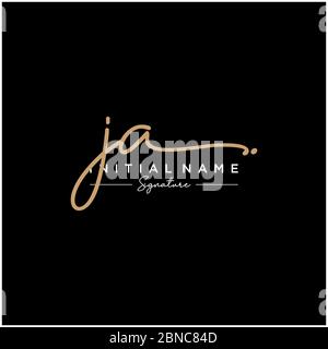 J A JA Initial letter handwriting and signature logo. A concept ...