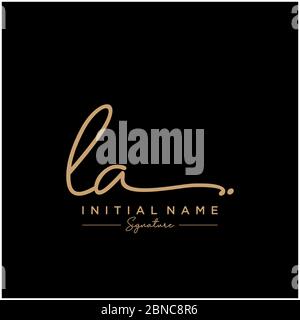 L A LA Initial letter handwriting and signature logo. A concept ...