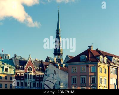 Central Riga square , st peter’s cathedral, Latvia Stock Photo - Alamy