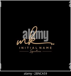 Initial Letter MK Logo - Handwritten Signature Style Logo - Vector Logo ...