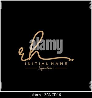 RH Letter Signature Logo Template elegant design logo. Hand drawn ...