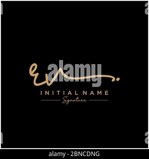 RV Letter Signature Logo Template elegant design logo. Hand drawn ...