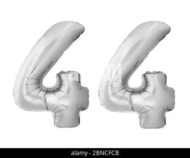 Number 44 forty four made of golden inflatable balloons isolated on ...