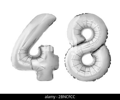 Number 48 forty eight made of golden inflatable balloons isolated on ...