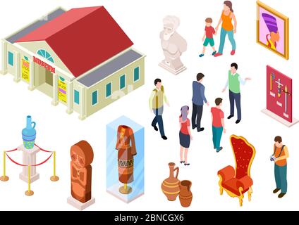 Cultural history museum exposition isometric infographic flowchart ...