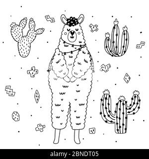 Llama Coloring Page for Kids Stock Vector Image & Art - Alamy