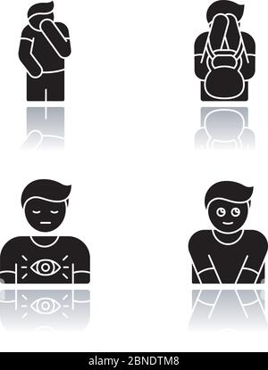 Shame black glyph icon. Human feeling embarrassed. Social emotion of ...