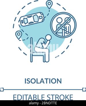 Isolation blue concept icon. Loneliness and depression. Psychological ...
