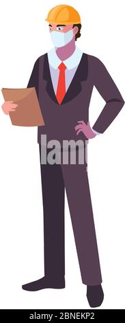 Industry operator wearing face mask at work vector illustration design ...