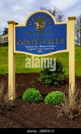Coatesville, PA / USA - May 3, 2020: A Pennsylvania historic marker ...
