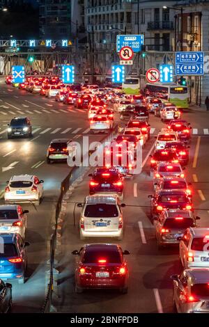 --FILE--An aerial view of vehicles queueing and moving slowing because ...