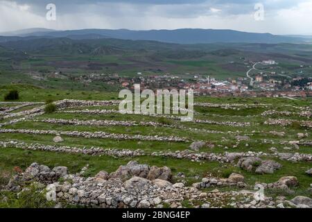 Horizontal view of ruins of Hattusa, the capital of Hittite Empire ...
