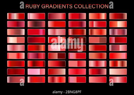 Red ruby glossy gradient, metal foil texture. Color swatch set ...