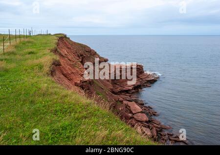 Sandstone cliffs along the Gulf of Saint Lawrence, Atlantic Ocean ...