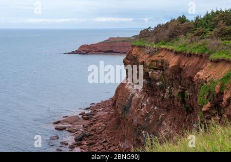 Sandstone cliffs along the Gulf of Saint Lawrence, Atlantic Ocean ...