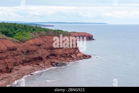 Sandstone cliffs along the Gulf of Saint Lawrence, Atlantic Ocean ...