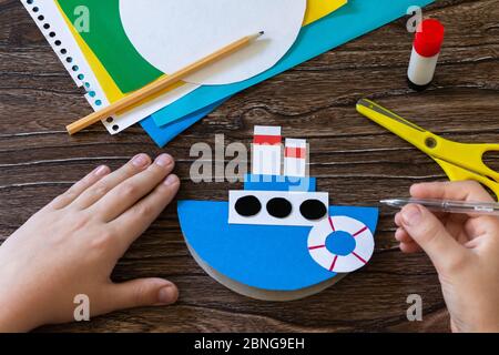 Instruction step 7. Gift paper boat for father's day. Children's art ...