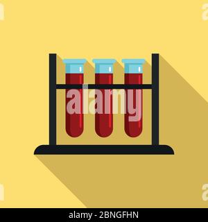 Test tube stand icon flat vector. Lab research. Genetic equipment Stock ...
