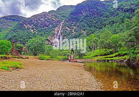 Steel rope bridge, Glen Nevis, Highland Scotland Stock Photo - Alamy